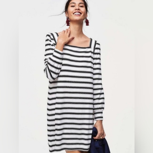 LOFT | Dresses | Loft Black White Striped Shift | Poshmark